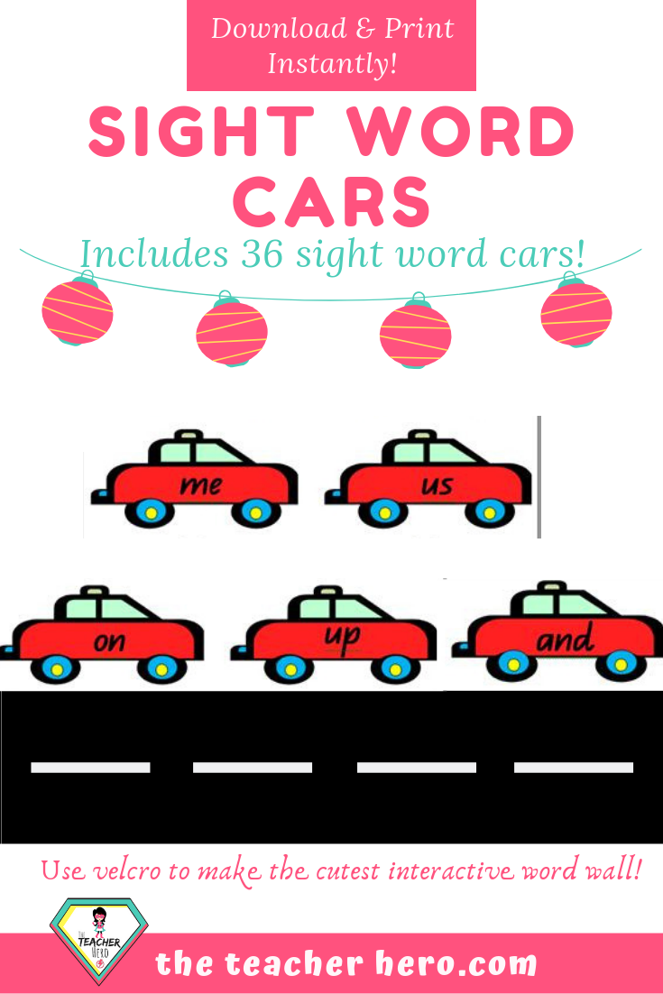 Sight Word Cars - The Teacher Hero