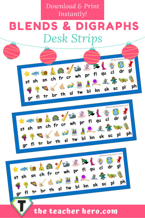 Blends and Digraph Desk Strip - The Teacher Hero