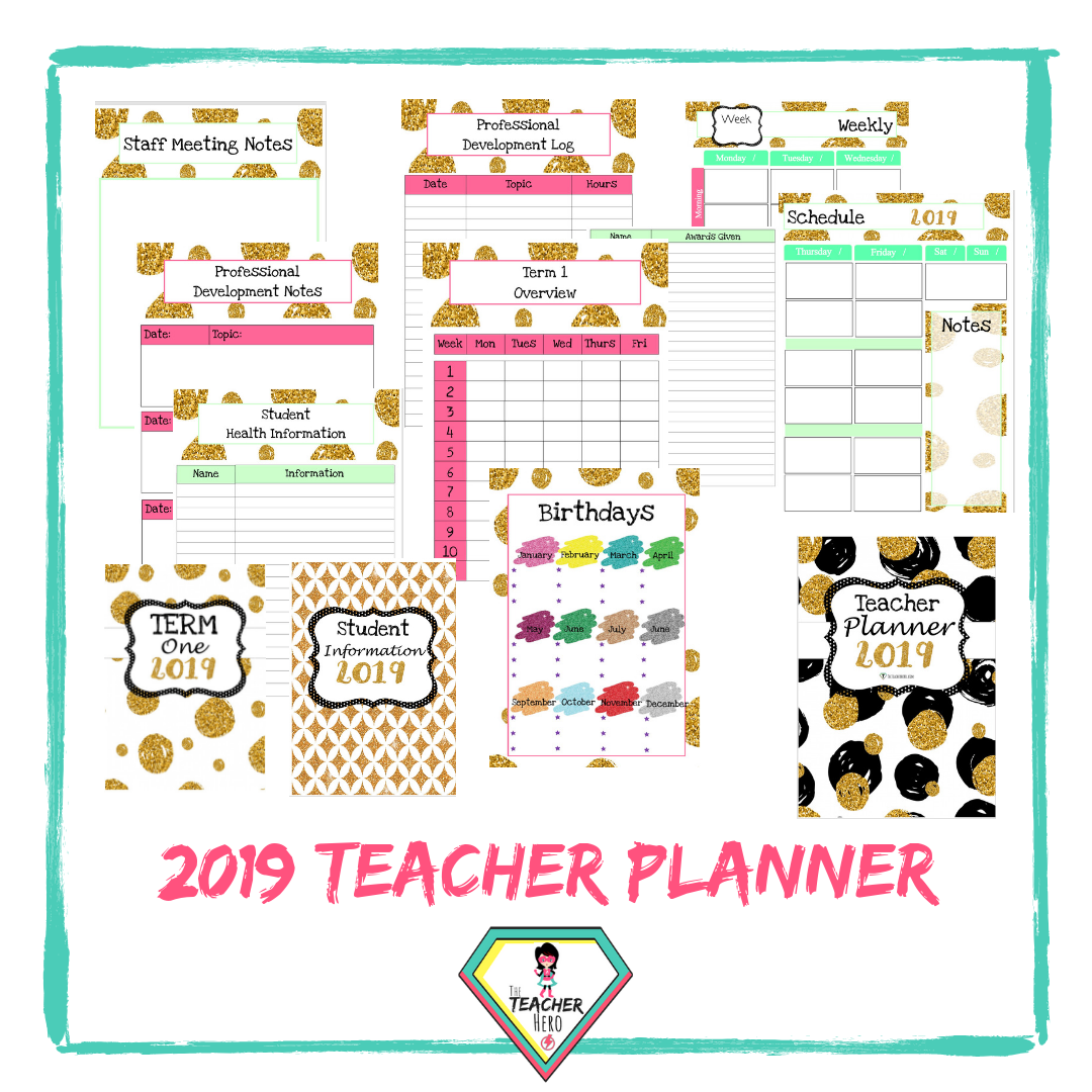 2020 Teacher Diary Planner - The Teacher Hero digital and ready to print