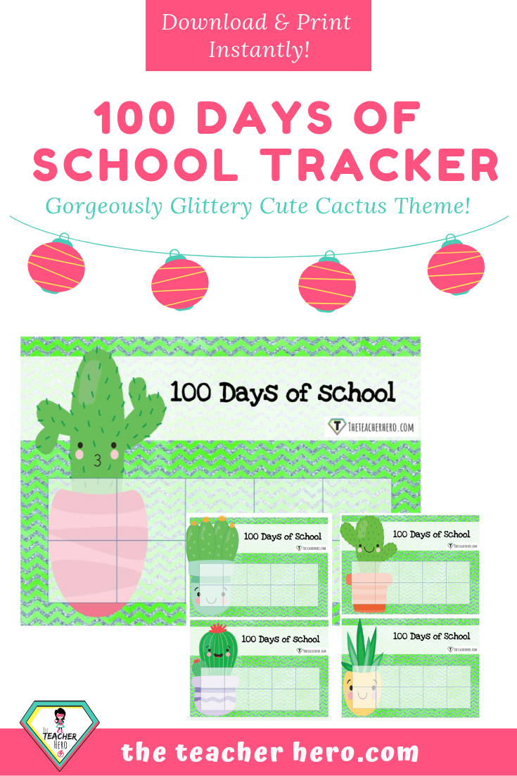 Cute Cactus 100 Days of School Display