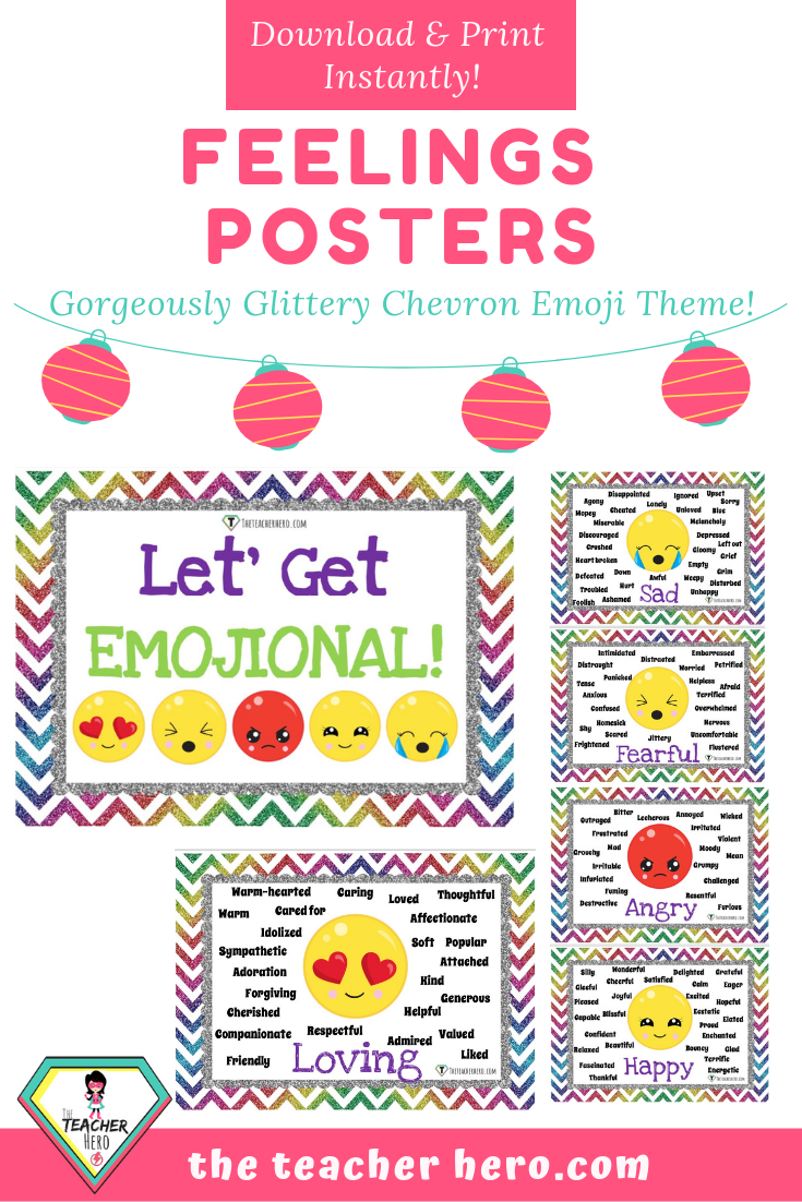 Feelings Charts- Emoji Theme - The Teacher Hero