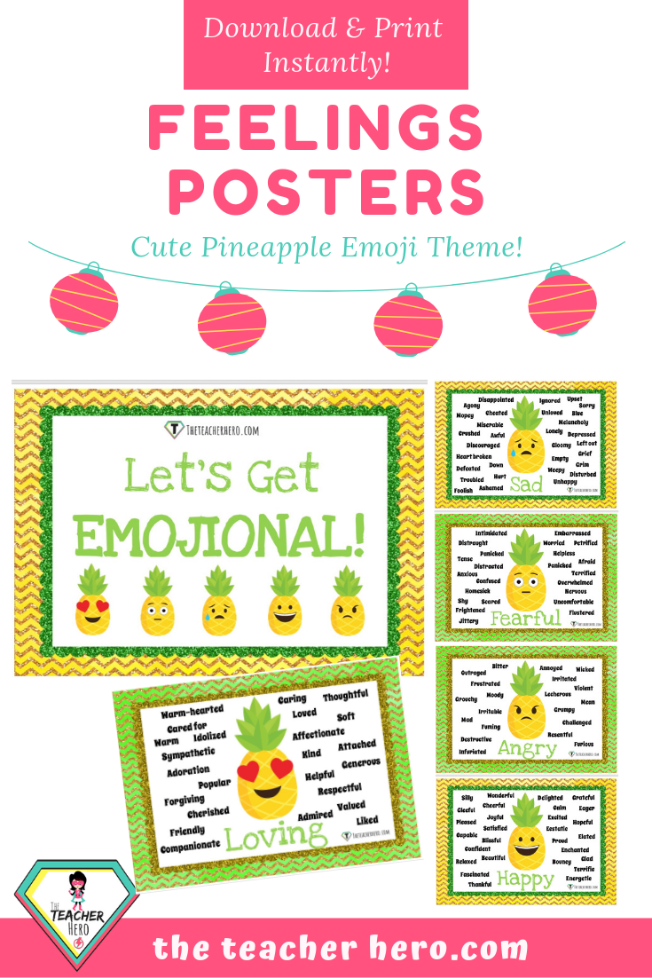Feelings Charts- Pineapple Theme - The Teacher Hero