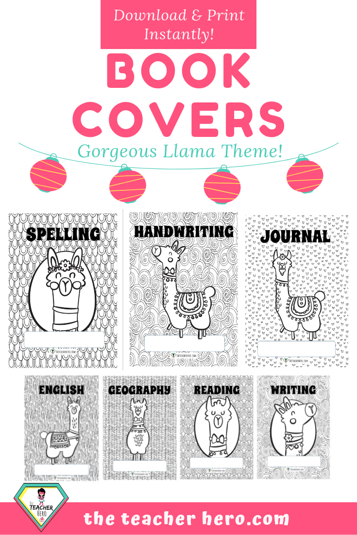 Llama Book Covers - The Teacher Hero