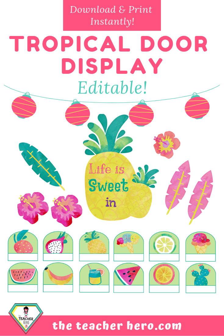 Tropical Door Display- Editable - The Teacher Hero