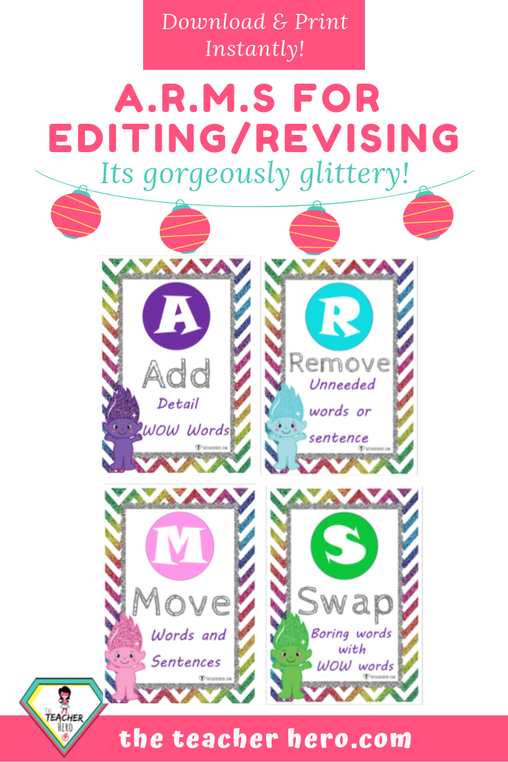 ARMS Editing Charts for writing - The Teacher Hero
