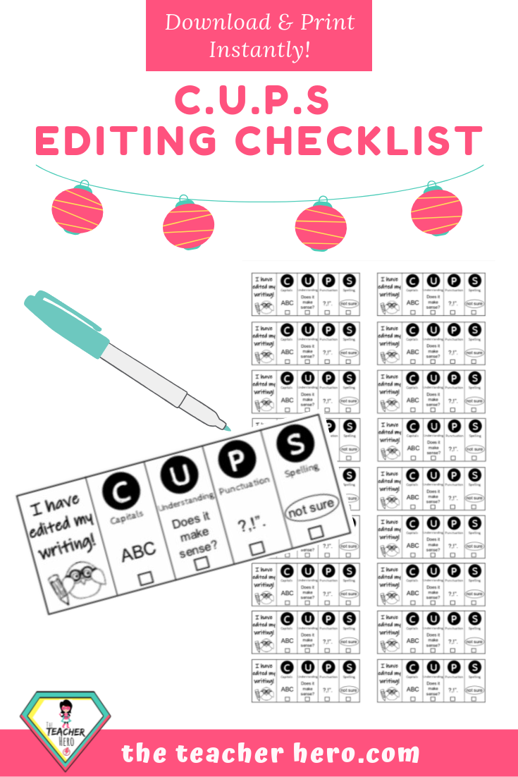 CUPS Editing Checklist for writing - The Teacher Hero