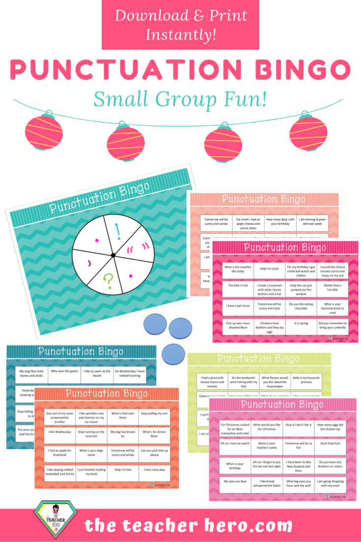 Punctuation Bingo Game - The Teacher Hero