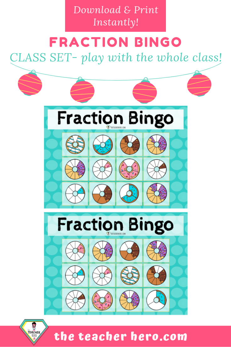 Fractions Bingo Game- Class Set - The Teacher Hero