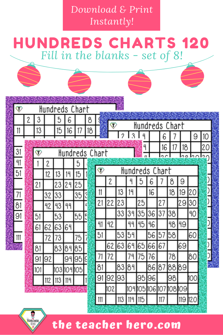 Hundreds Charts Fill in the Blanks - The Teacher Hero