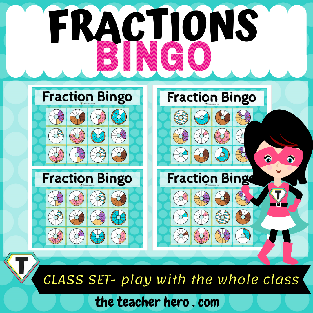 Fractions Bingo Game- Class Set - The Teacher Hero