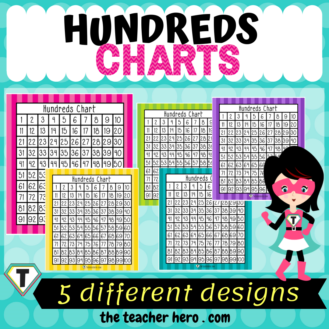 Hundreds Charts - The Teacher Hero- Digital download