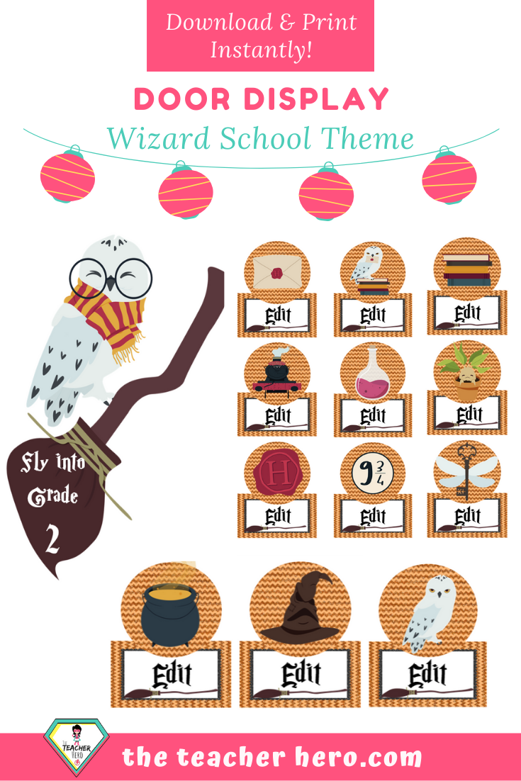 Door Display Wizard School Theme - The Teacher Hero