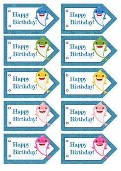 Birthday Pencil Flags- Baby Shark Theme - The Teacher Hero