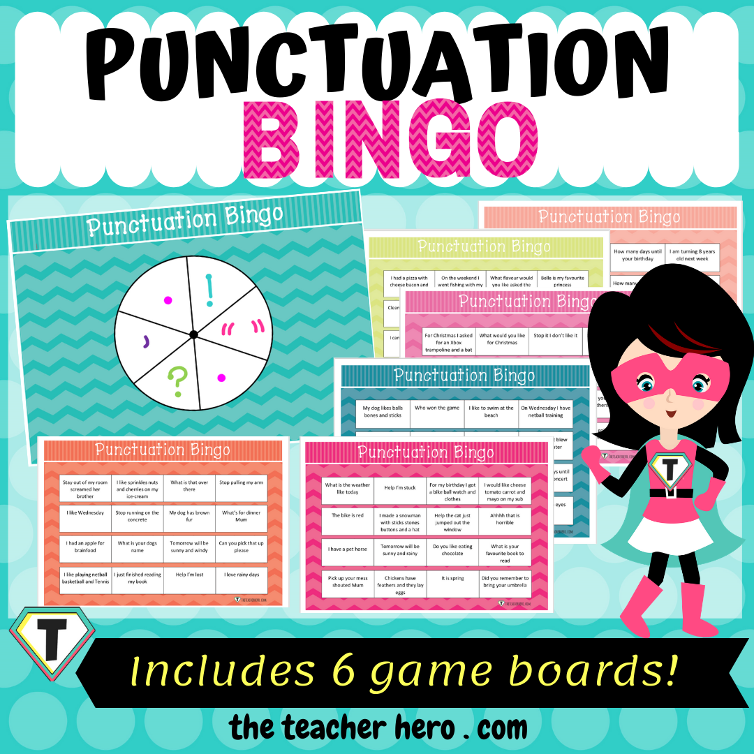 Punctuation Bingo Game - The Teacher Hero