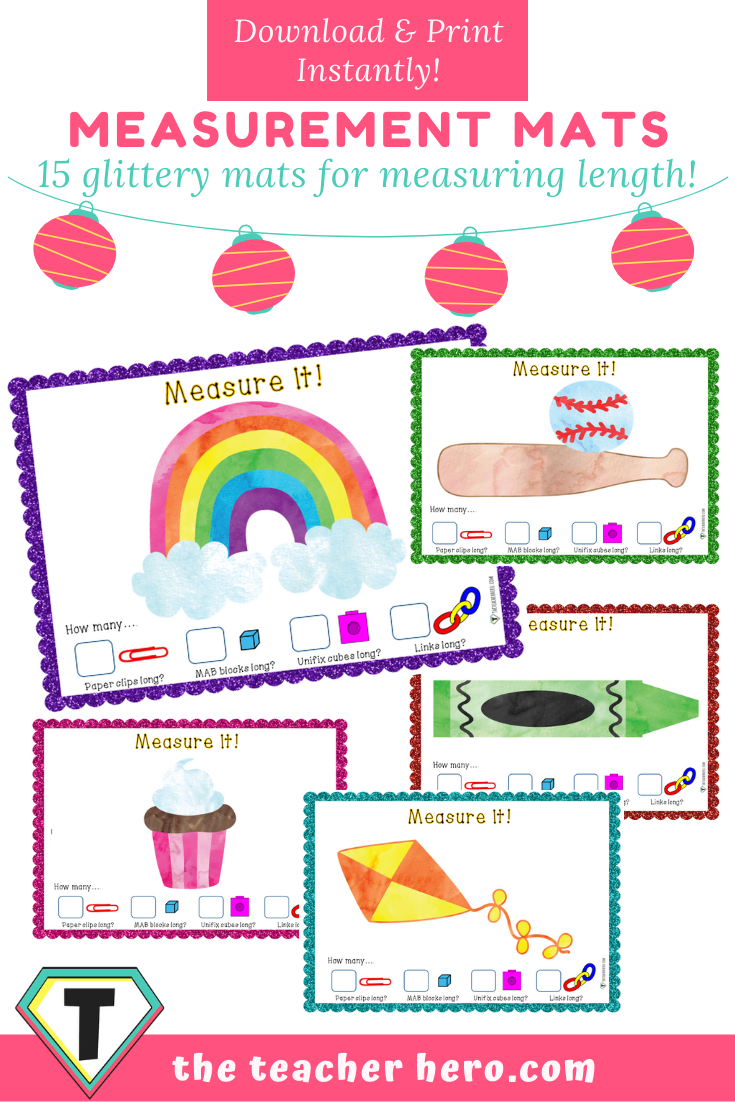 Measurement Mats for Length- Set of 15 - The Teacher Hero