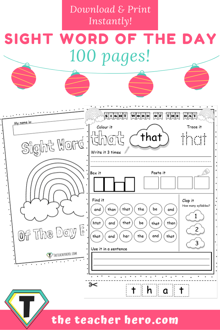 Sight Word of the Day booklet- 100 pages! - The Teacher Hero