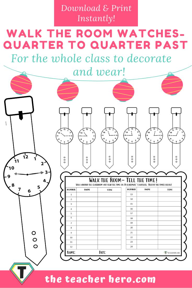 Time Walk the Room Watches- Quarter to Quarter past