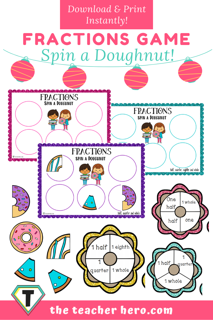 Fractions Bingo Game: 'Spin a Doughnut' - The Teacher Hero