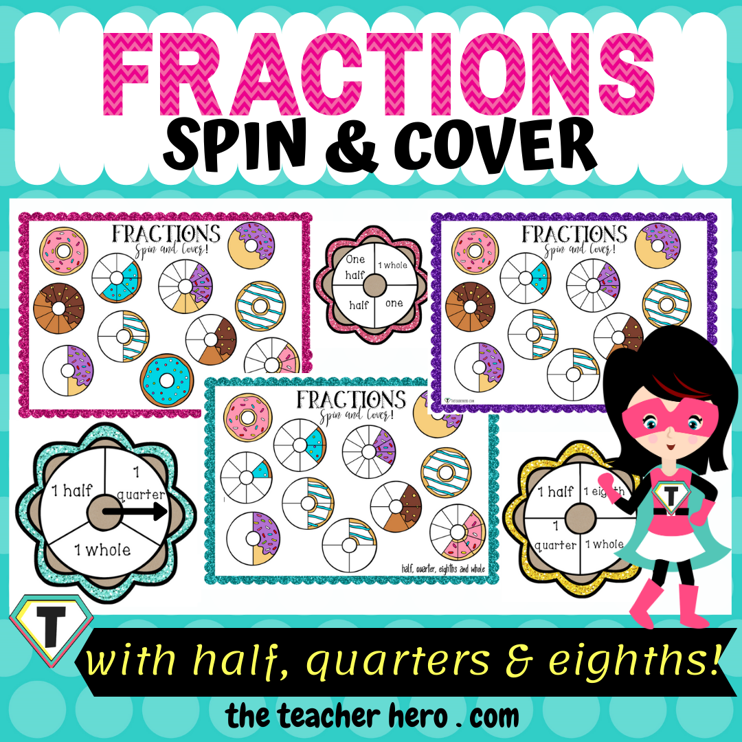 Fractions Game- Spin and Cover Bingo - The Teacher Hero
