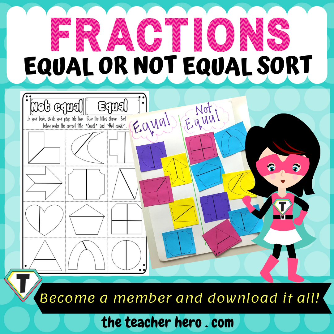 Equal or Not Equal Sort printable -The Teacher Hero