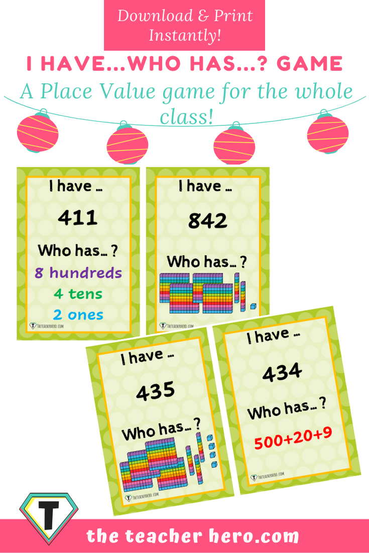 Place Value Game: I have....who has..? - The Teacher Hero