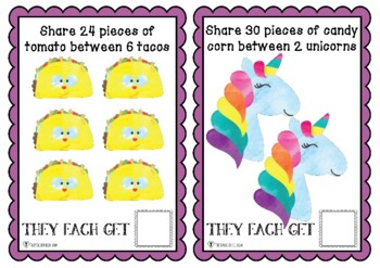 Division Cards- Equal Shares- Set of 18 - The Teacher Hero