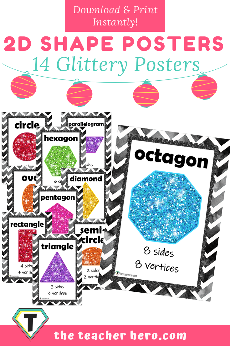 2D Shape Posters- Set of 14 - The Teacher Hero