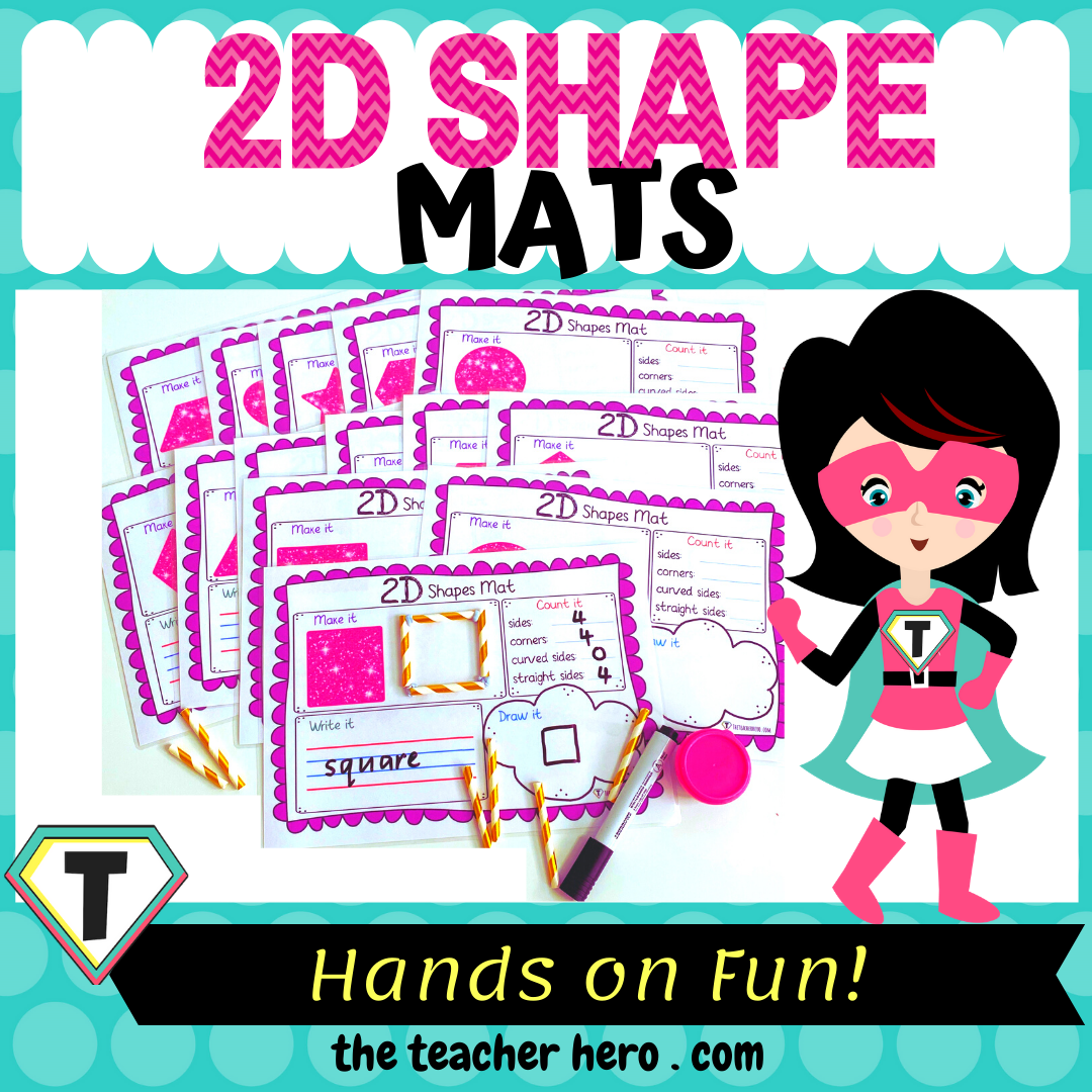2D Shape Activity Mats - The Teacher Hero set of 14!