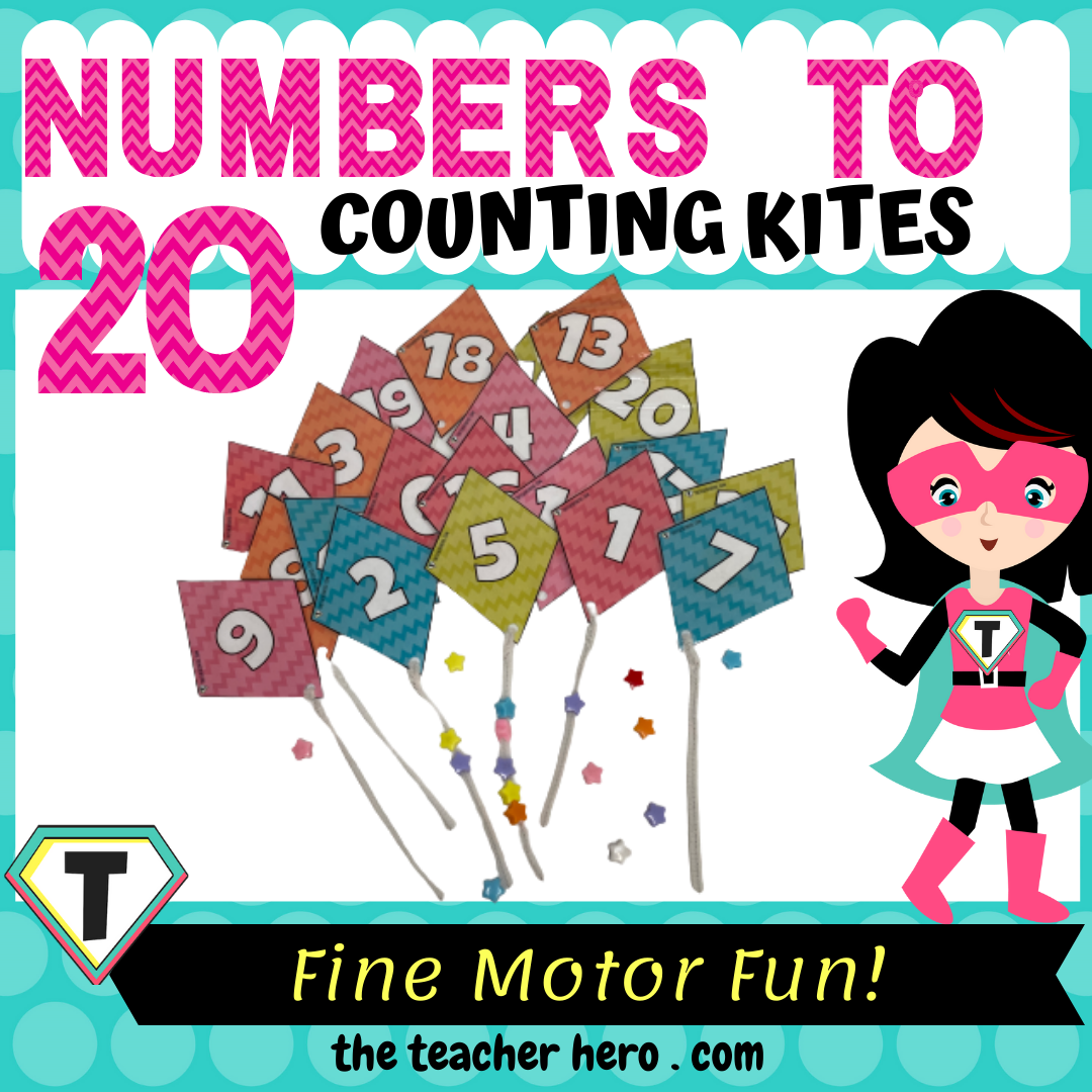 Fine Motor Counting to 20 Kites - The Teacher Hero