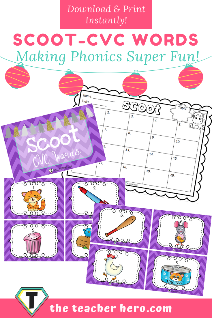 CVC Words SCOOT Game - The Teacher Hero