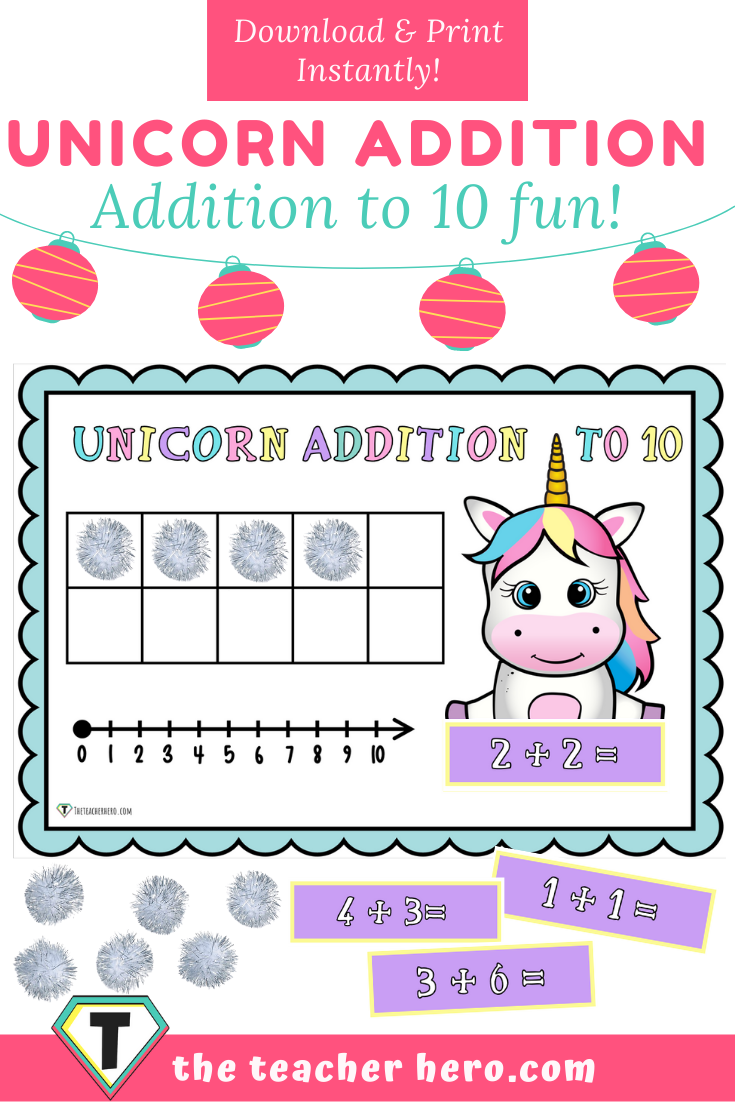 Addition to 10 Unicorn Mats - The Teacher Hero