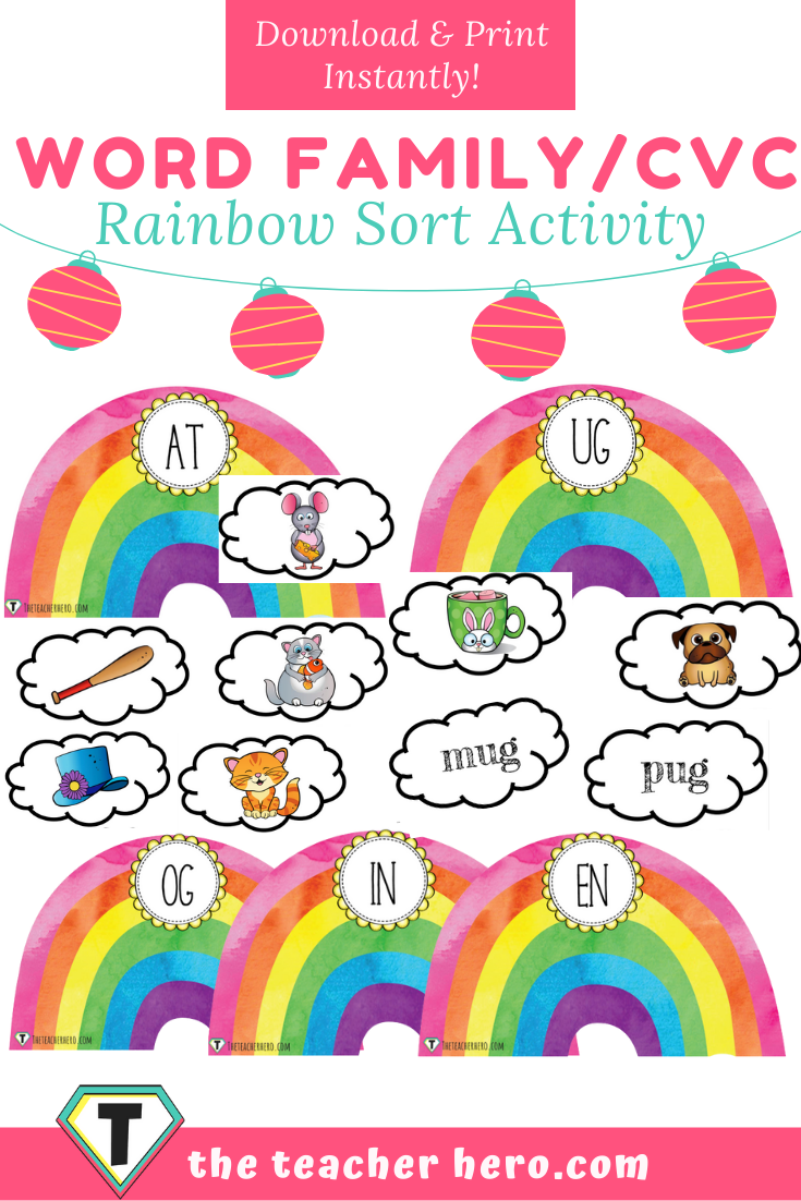 Word Family Sort- Rainbows