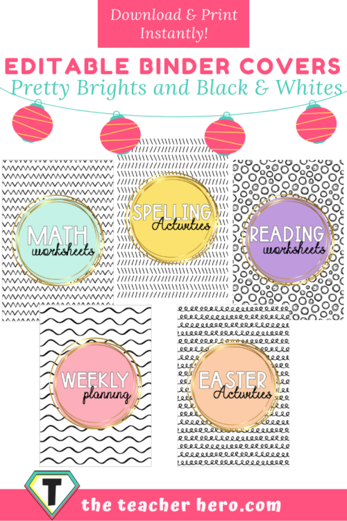 Editable Binder Covers- Pretty Pastels - The Teacher Hero