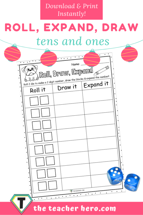 Roll it, draw it, expand it- tens and ones - The Teacher Hero
