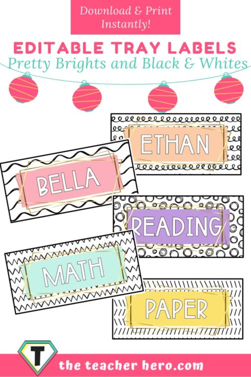 Editable Tray Labels- Pretty Pastels - The Teacher Hero