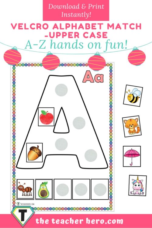 Velcro Alphabet Match Activity- Upper Case - The Teacher Hero