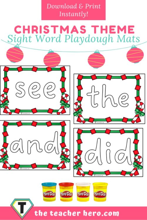 Christmas Sight Word Playdough Mats - The Teacher Hero
