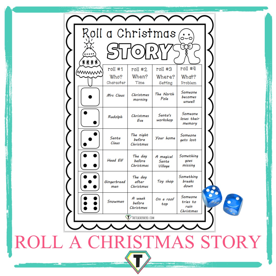 Roll a Christmas Story BW - The Teacher Hero