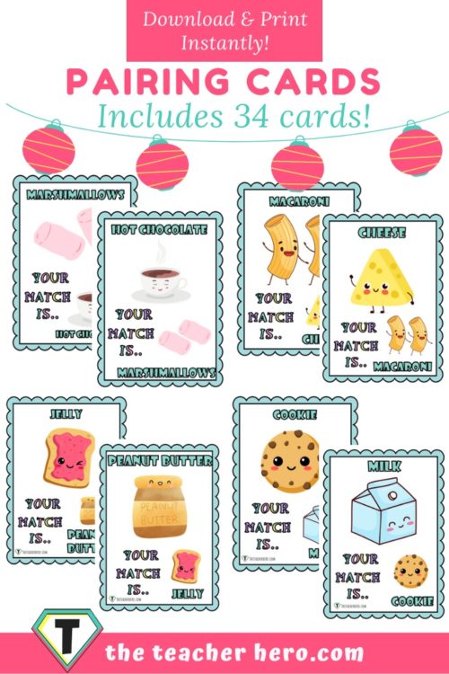 Pairing Cards - set of 34 - The Teacher Hero