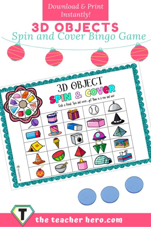 3D Object Game- Spin and Cover Bingo - The Teacher Hero
