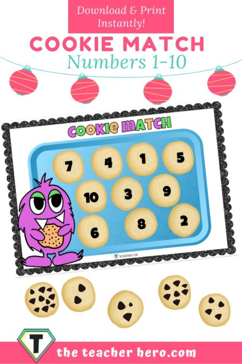Cookie Match Numbers 1-10 - The Teacher Hero