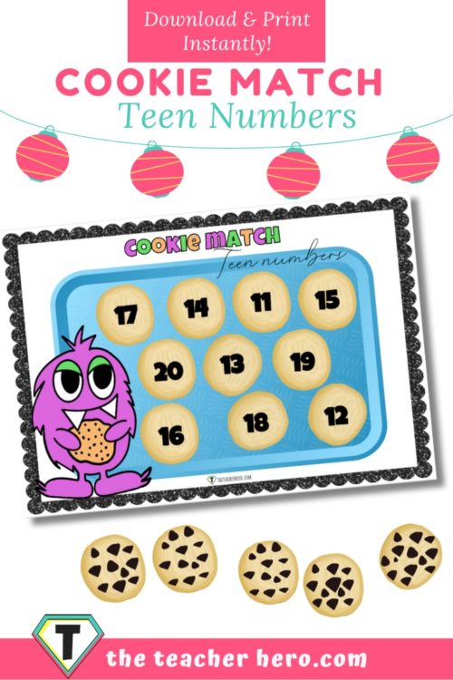 Cookie Match Teen Numbers - The Teacher Hero