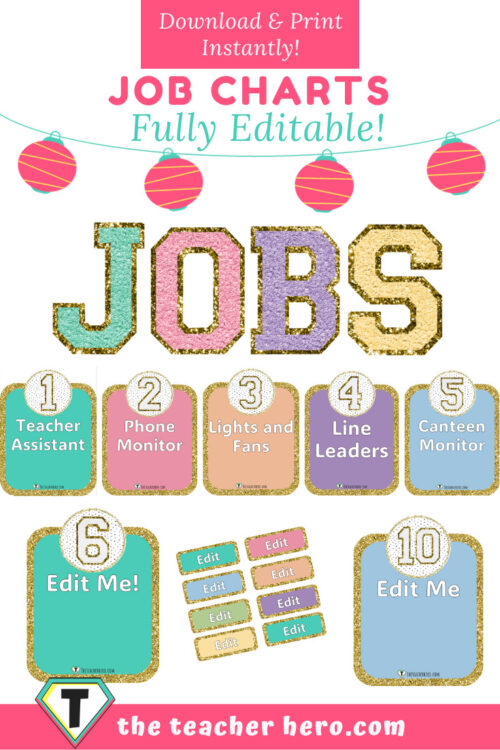 Job Charts Editable - The Teacher Hero