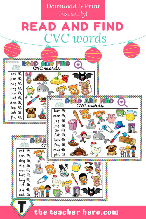 Read and Find CVC Words - Colour - The Teacher Hero