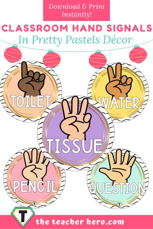 Hand Signals Visual- Pretty Pastels - The Teacher Hero