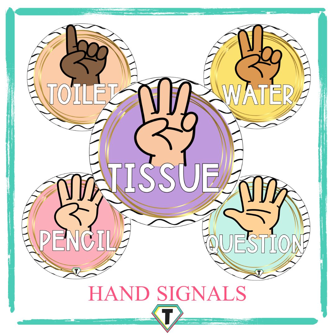Hand Signals Visual- Pretty Pastels - The Teacher Hero