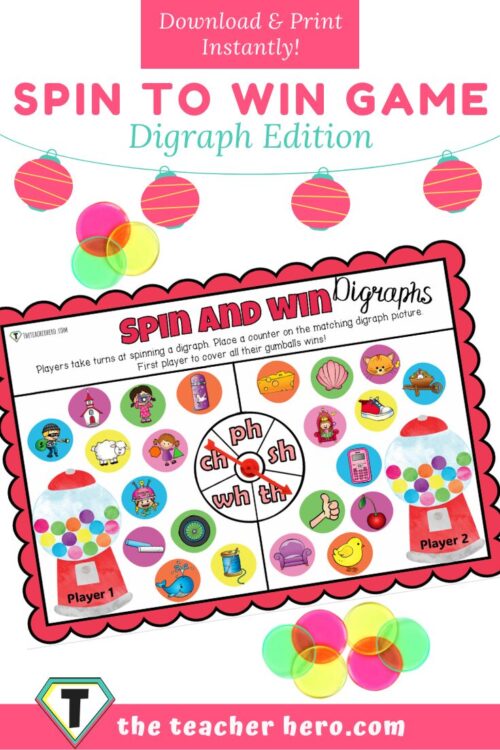 Digraph Game Spin to Win - The Teacher Hero