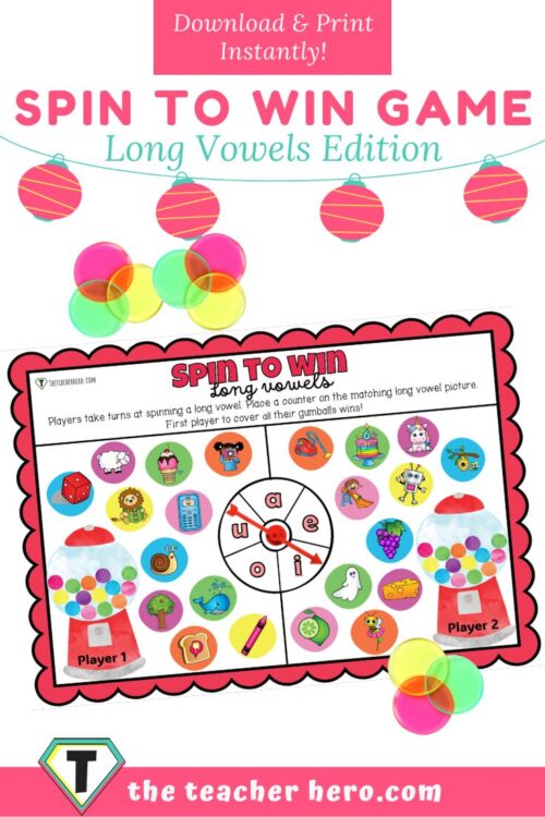Long Vowels Game Spin to Win - The Teacher Hero