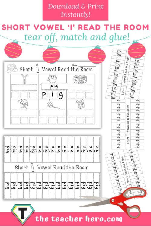 Read the room short vowel i - tear and match - The Teacher Hero