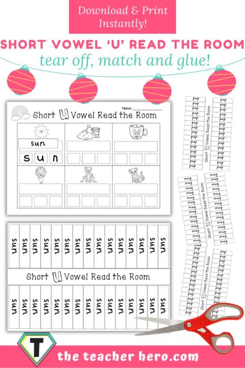 Read the room short vowel u - tear and match - The Teacher Hero